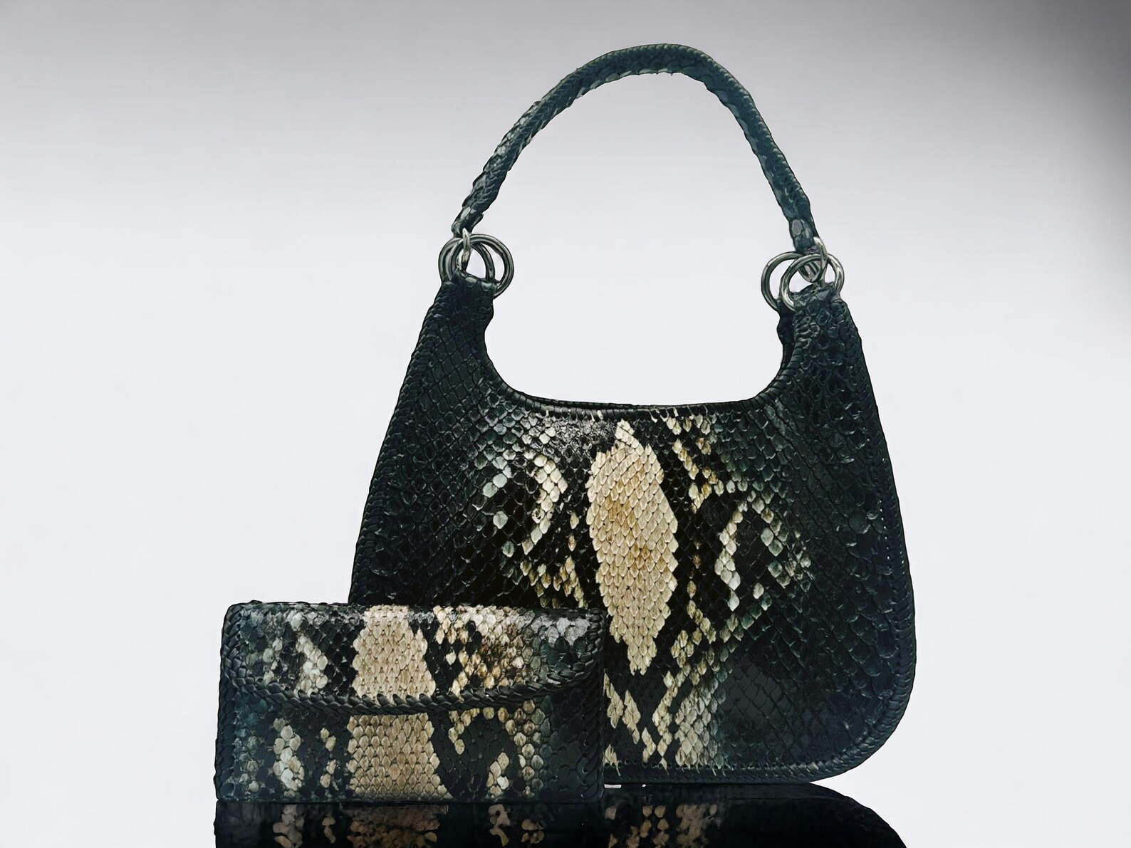 Midnight Ombre Snakeskin Leather Hobo Bag, Real Snakeskin Bag, Handmade ...