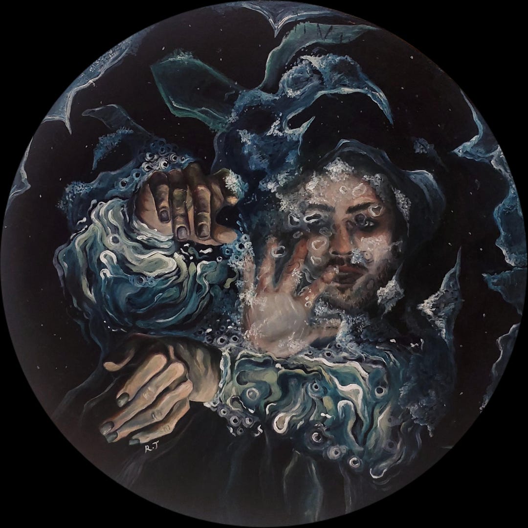 Original Surreal Oil Painting on Canvas "rebirth" Symbolic Death and ...