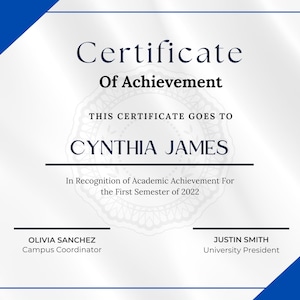 Editable Academic Achievement Certificate, Customizable PDF Document ...
