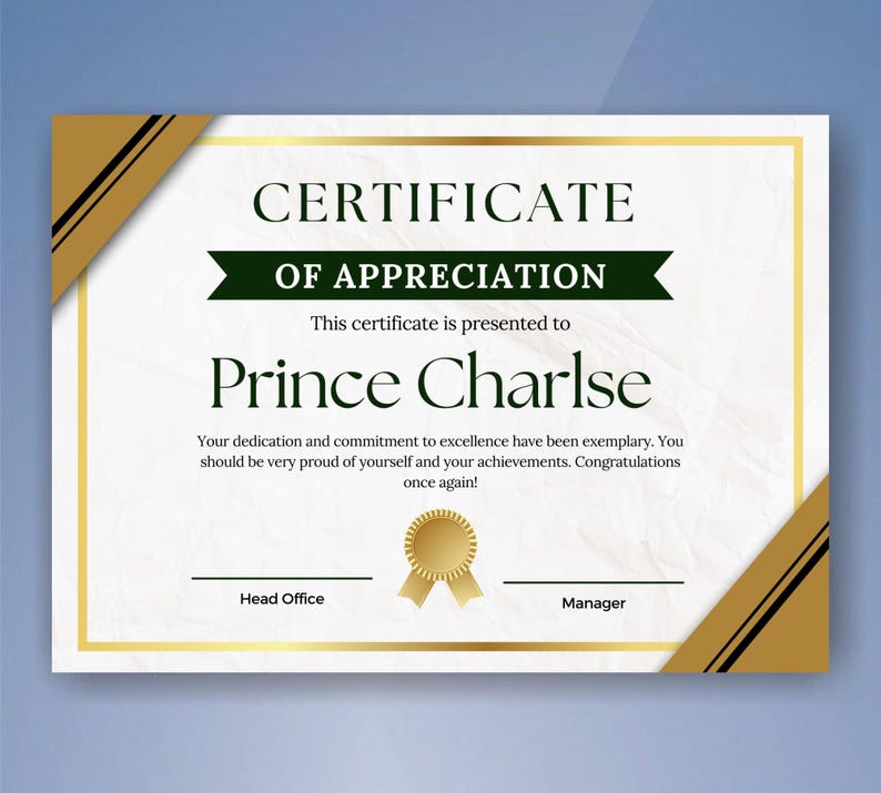 Custom Certificate of Appreciation, Personalized PDF Recognition ...