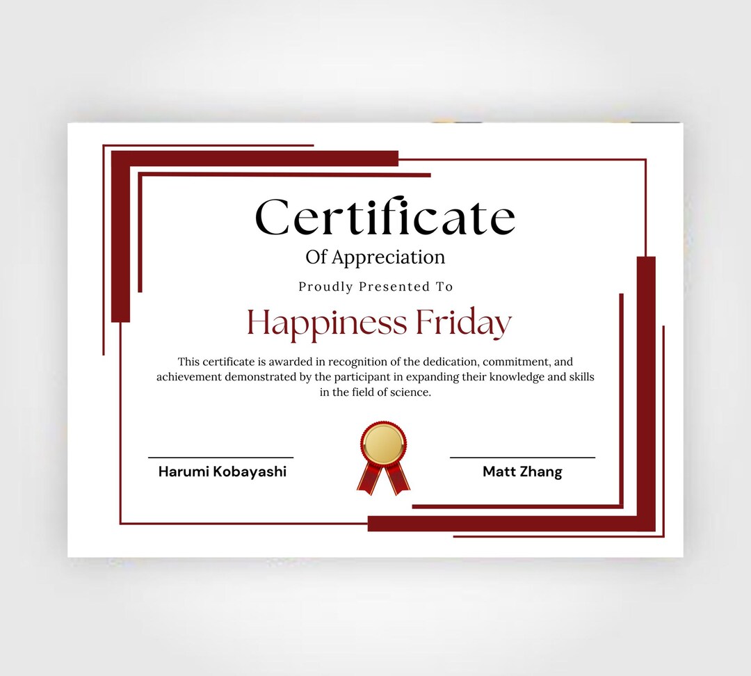 Simple Certificate of Appreciation, Minimalist PDF Award for Students ...