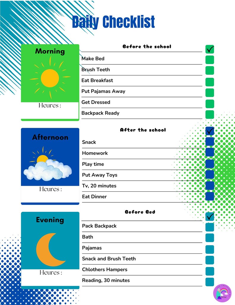 Kids Daily Checklist (digital) (english Only) - Etsy