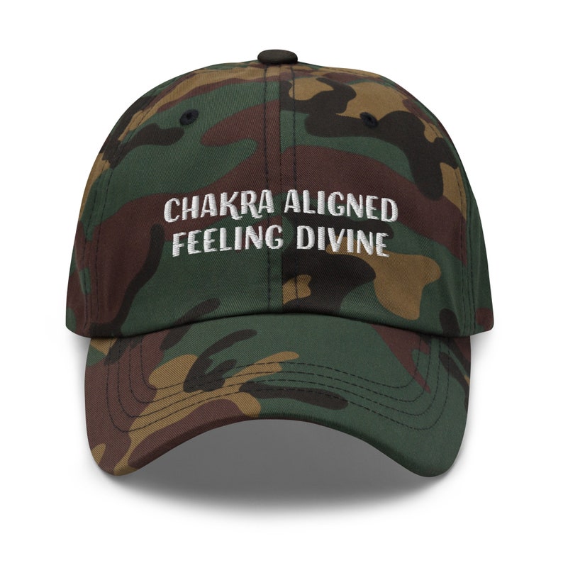 Align Your Chakras: Stylish Baseball Hat | White Embroidered "chakra Aligned, Feeling Divine ...