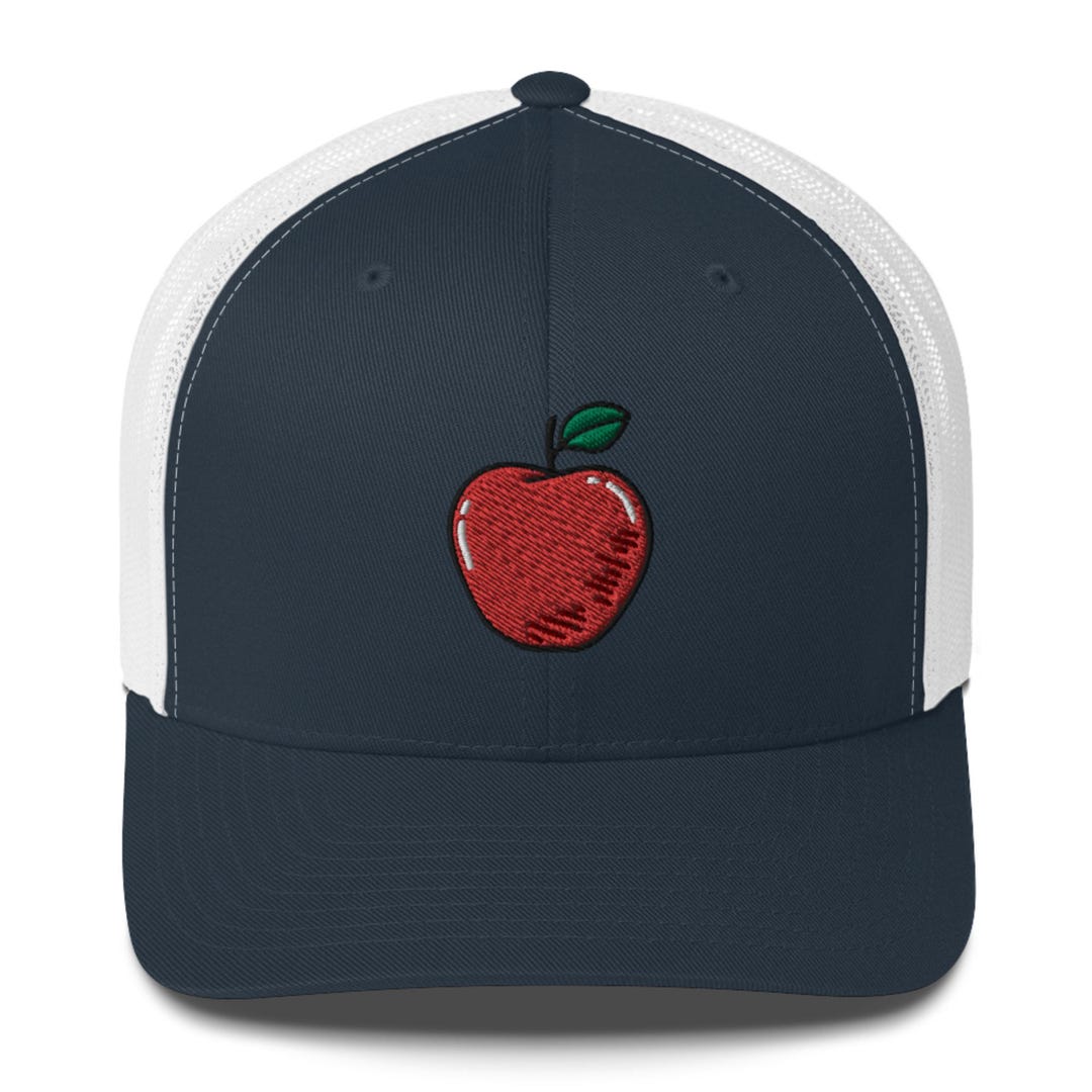 Embroidered Red Apple Trucker Hat | Unisex Casual Cap | Multiple Colors ...