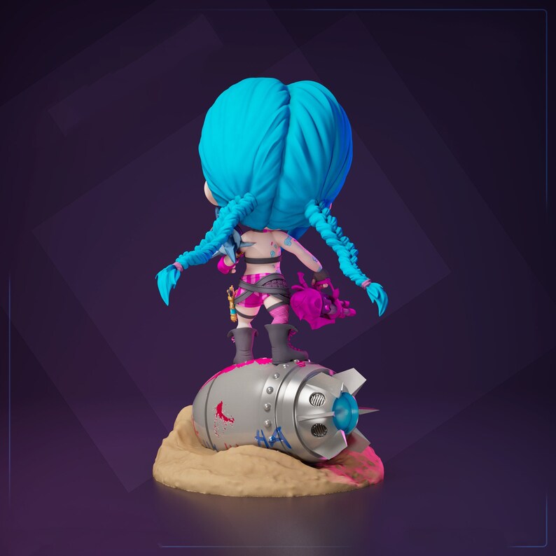 Hand Painted Jinx Chibi Fanart 3d Printed Figure Jinx Hand Made Statue Jinx 3D Printing High ...