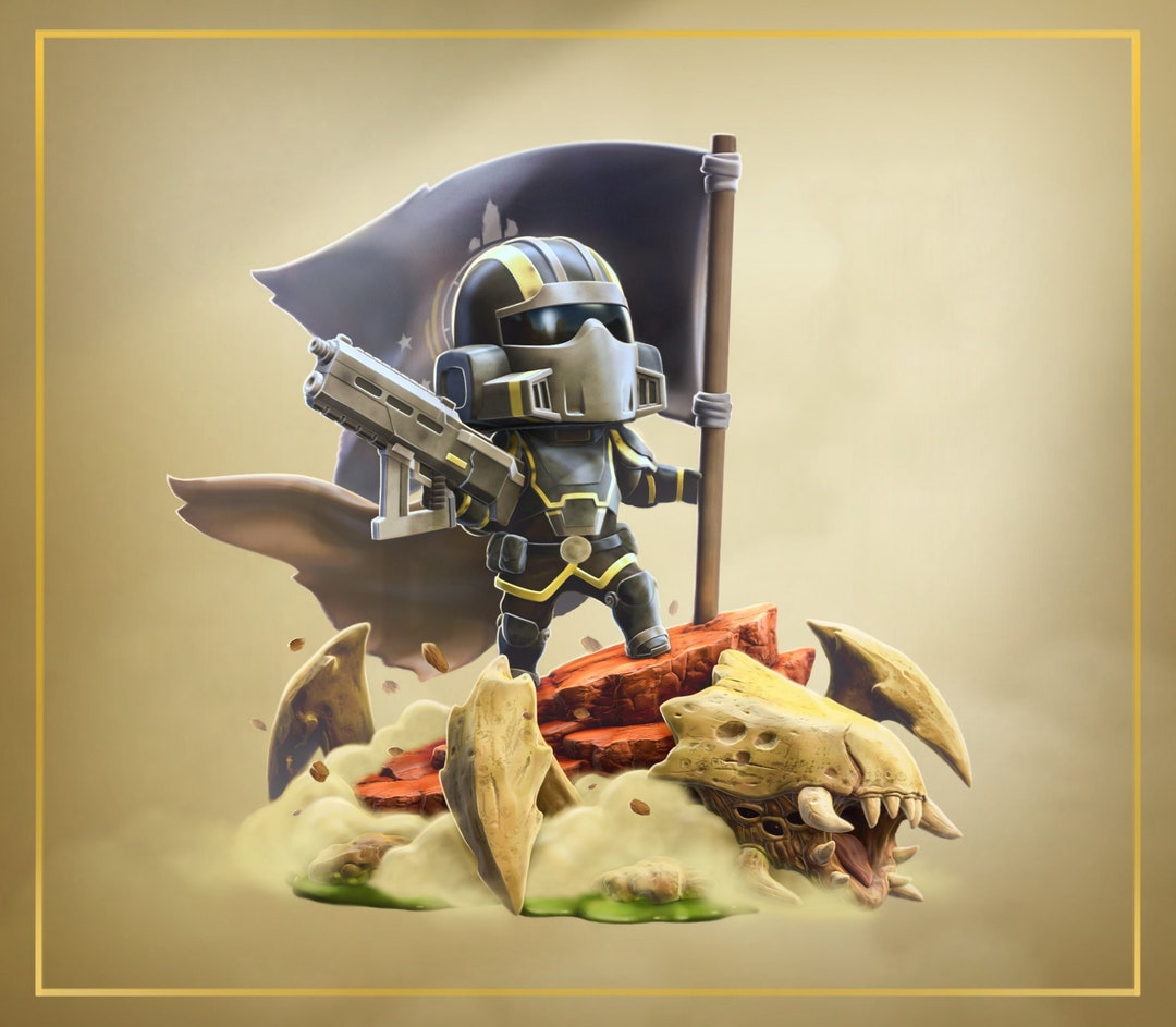 Hand Painted Hell Diver 3d Printed Figure Hell Diver Fanart Hand Made ...