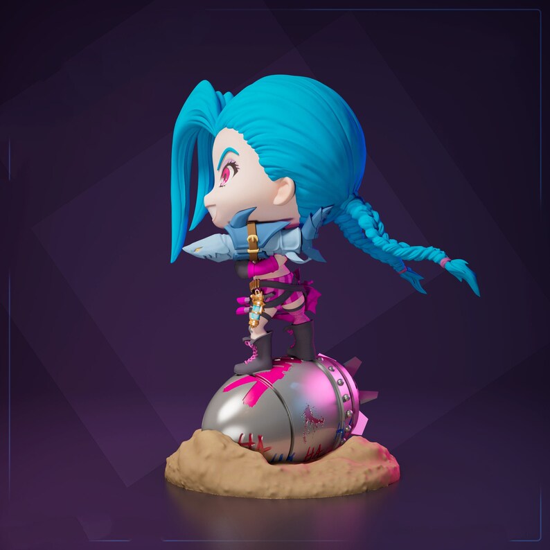 Hand Painted Jinx Chibi Fanart 3d Printed Figure Jinx Hand Made Statue ...