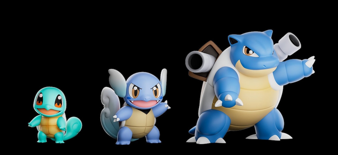 Hand Painted Squirtle Evo Line 3d Printed Squirtle Line Figure Hand ...