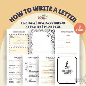Letter Writing Guide for Kids: Printable Worksheets (digital Download ...