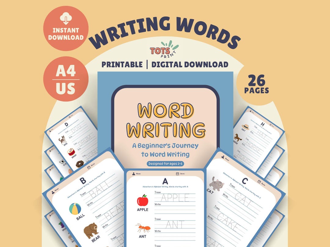 Word Writing | Kids Printable | Words From Alphabet A-Z Activity ...