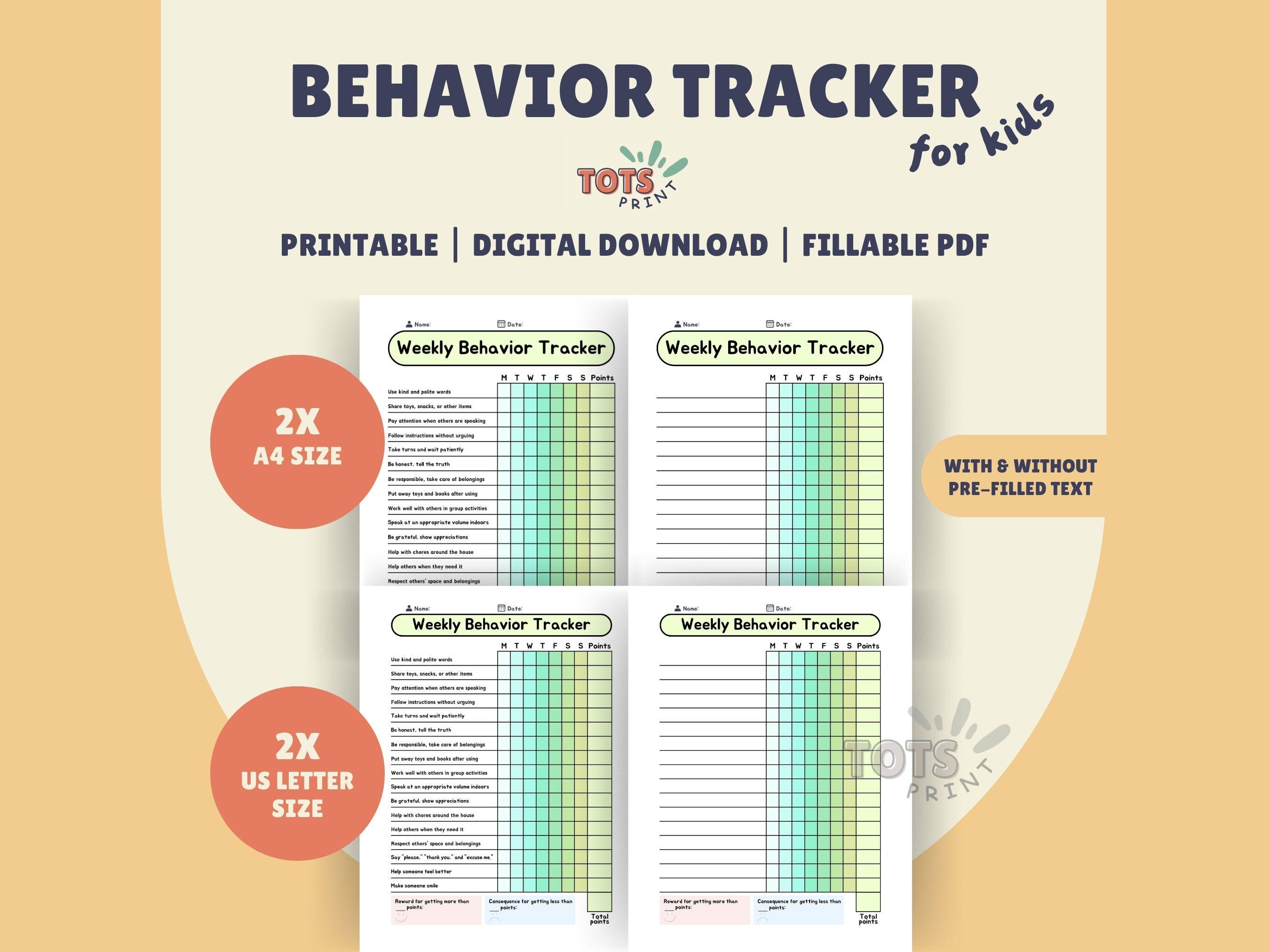 Weekly Behavior Tracker | Kids Printable | Activity Sheet | Child ...
