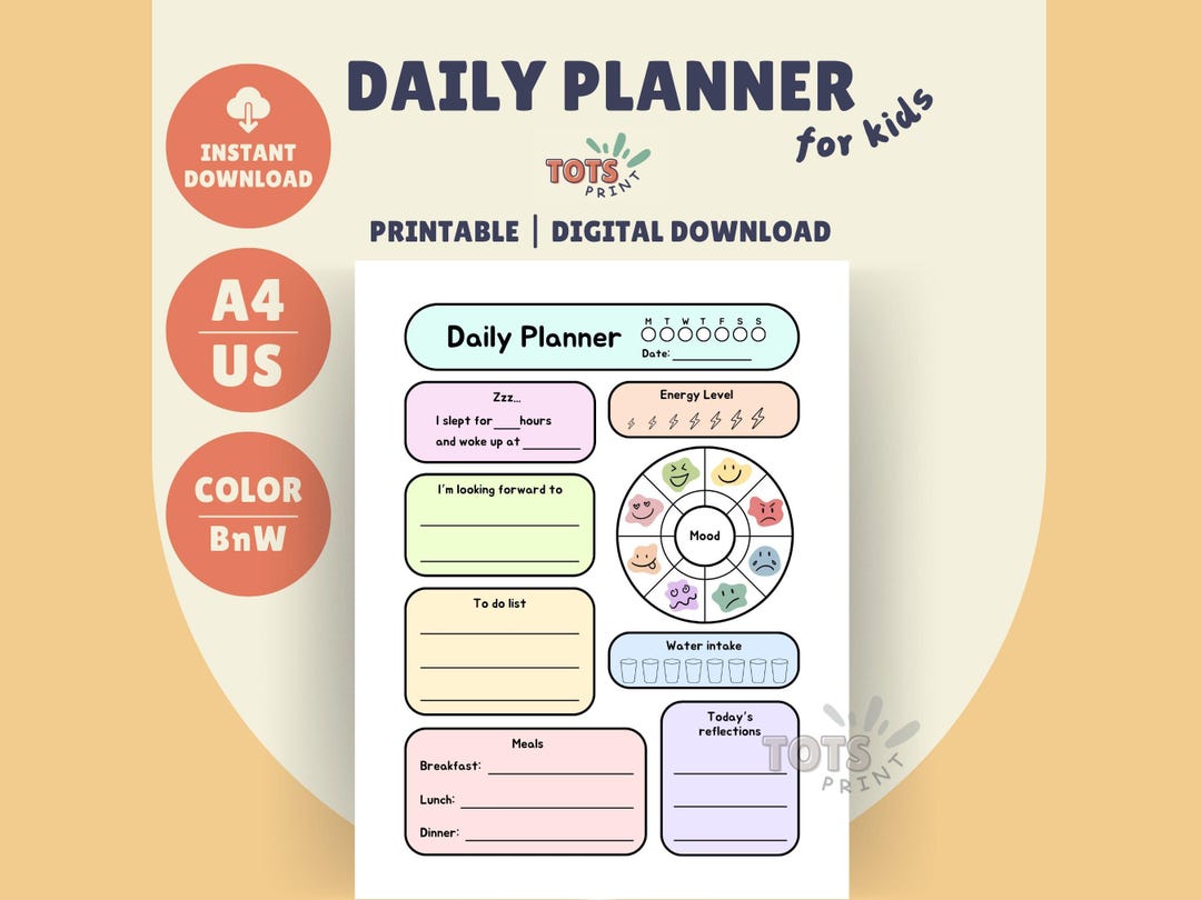 Daily Planner for Kids | Printable | Daily Schedule | Daily Routine ...