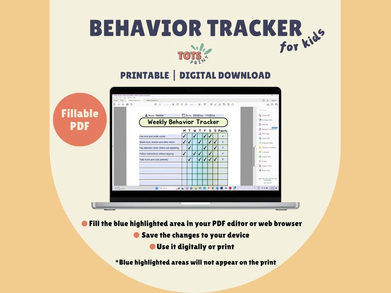 Weekly Behavior Tracker | Kids Printable | Activity Sheet | Child ...