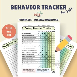 Weekly Behavior Tracker | Kids Printable | Activity Sheet | Child ...