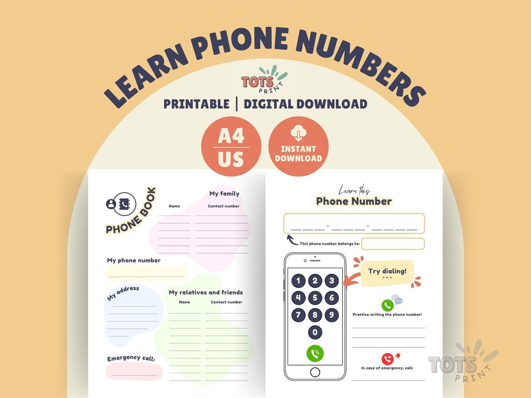 Learn Phone Numbers | Kids Printable | Life Skills Worksheets ...
