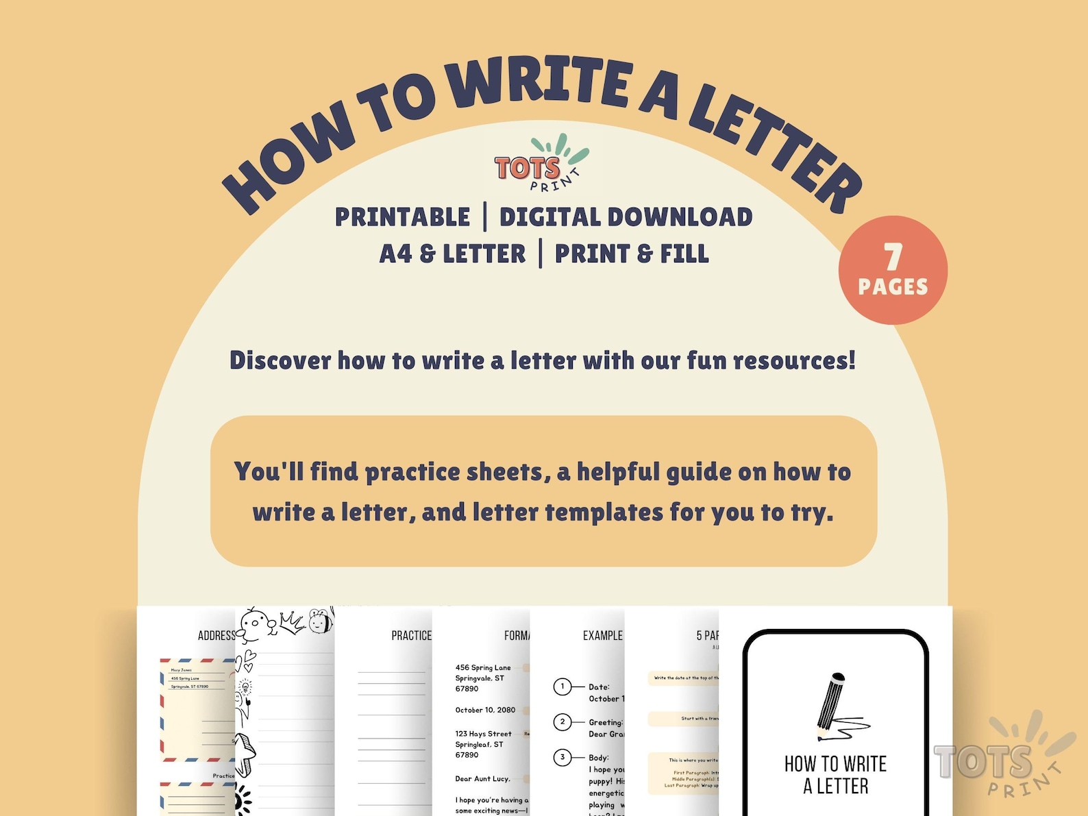 Letter Writing Guide for Kids: Printable Worksheets (digital Download ...