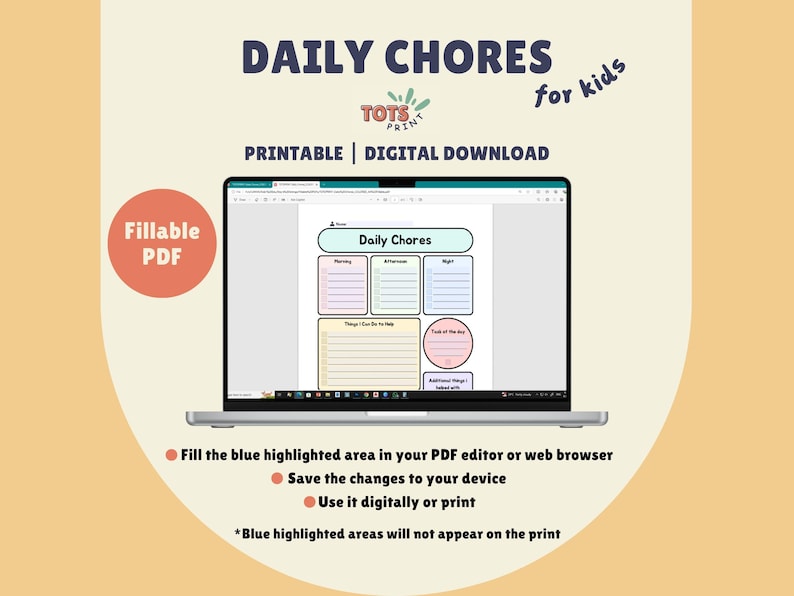 Daily Chores Chart Kids Printable Customizable Routine Chart Task List ...