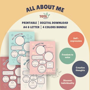 All About Me Printable Activity Sheet: Fun Kid's Worksheet (digital ...