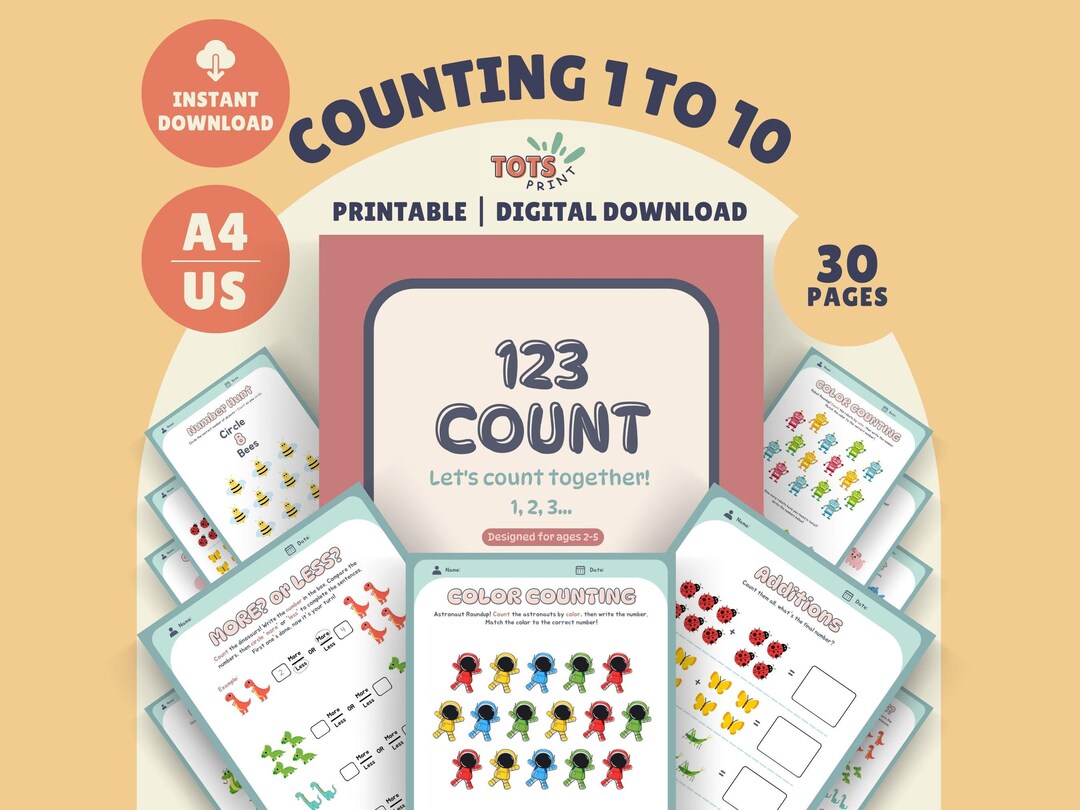 Counting 1 to 10 | Kids Printable | Basic 123 Activity Worksheet ...