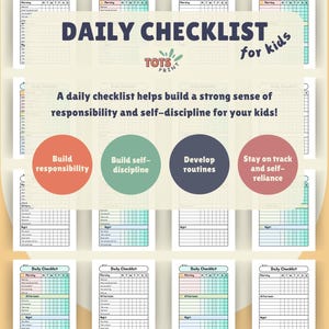 Daily Checklist | Kids Printable | Schedule Routine Template | Chore ...