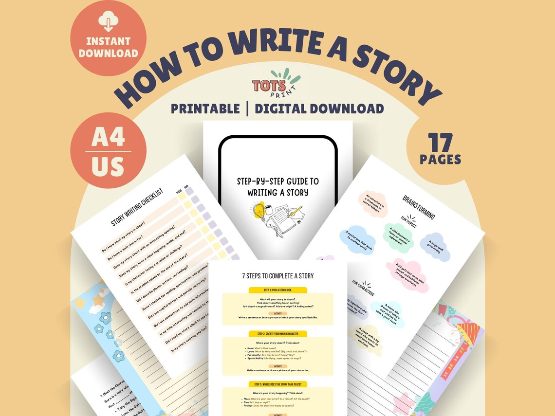 Kids Story Writing Guide: Printable Worksheet, Creative Prompts (PDF ...