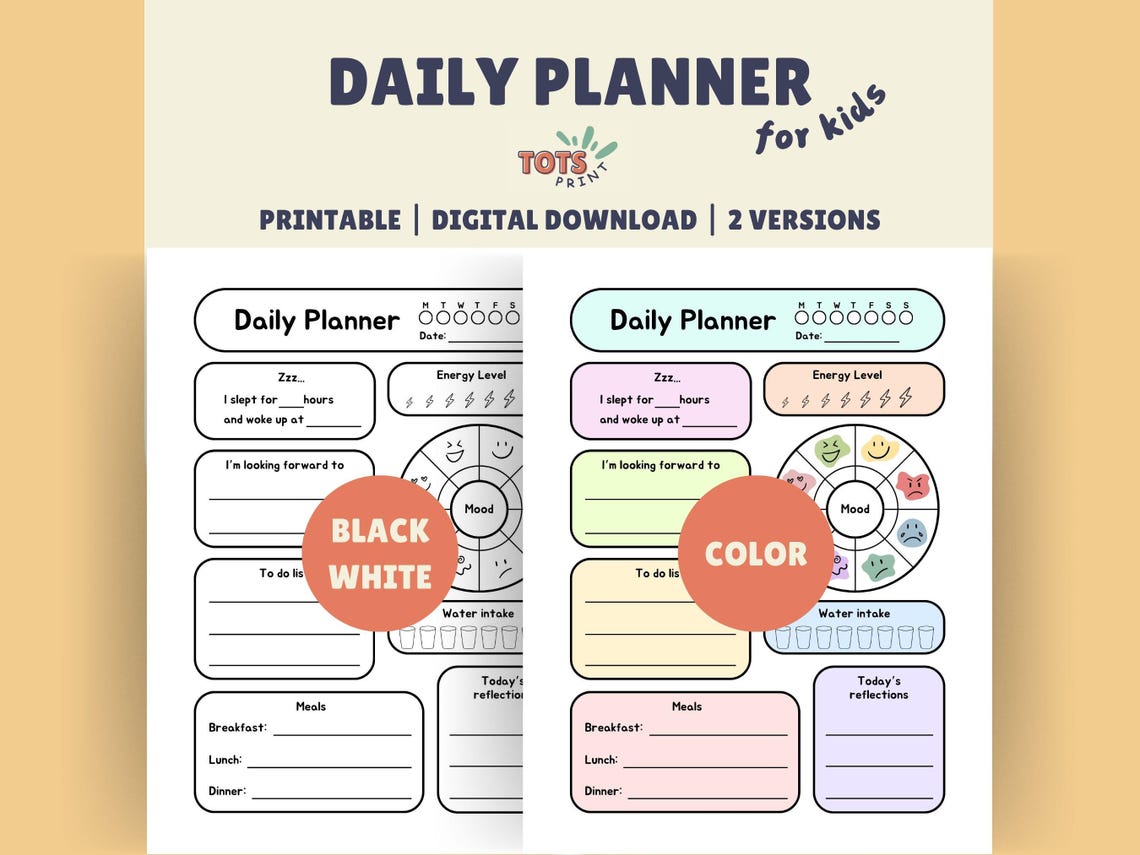 Daily Planner for Kids | Printable | Daily Schedule | Daily Routine ...