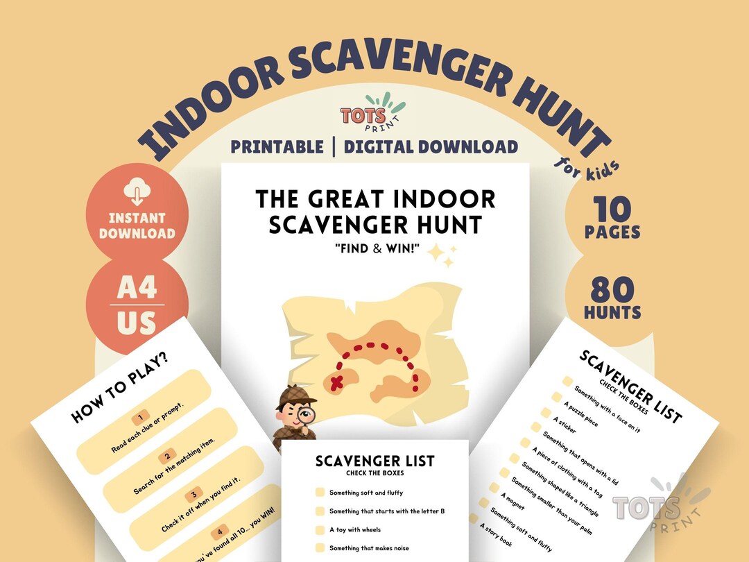 Kids Indoor Scavenger Hunt: Printable Home Activity (PDF Download) - Etsy