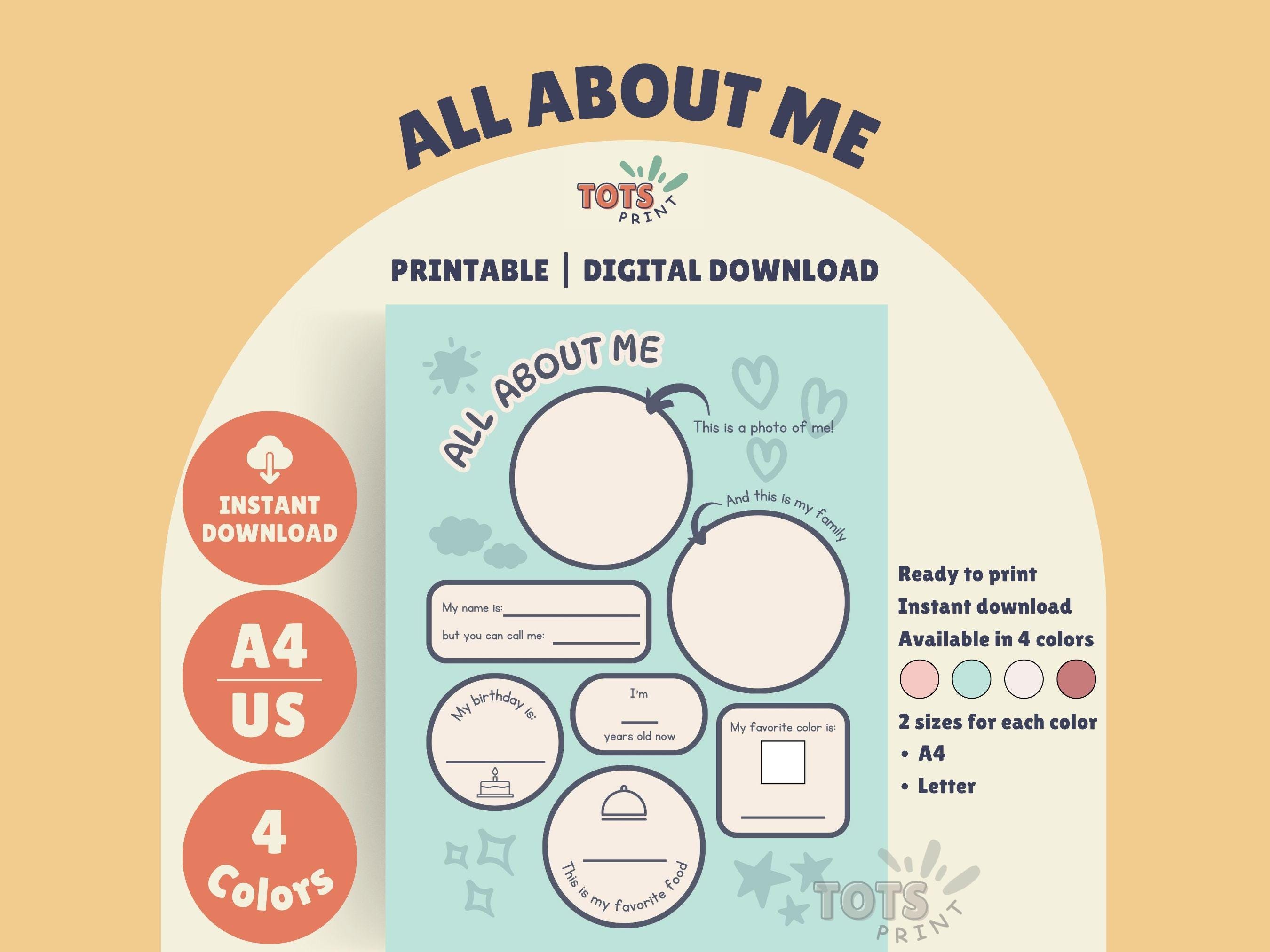 All About Me 01 Kids Printable Activity Sheet Child Development ...