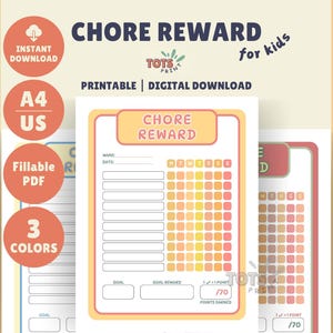 Kids Chore Reward Chart: Customizable Printable Planner (digital ...