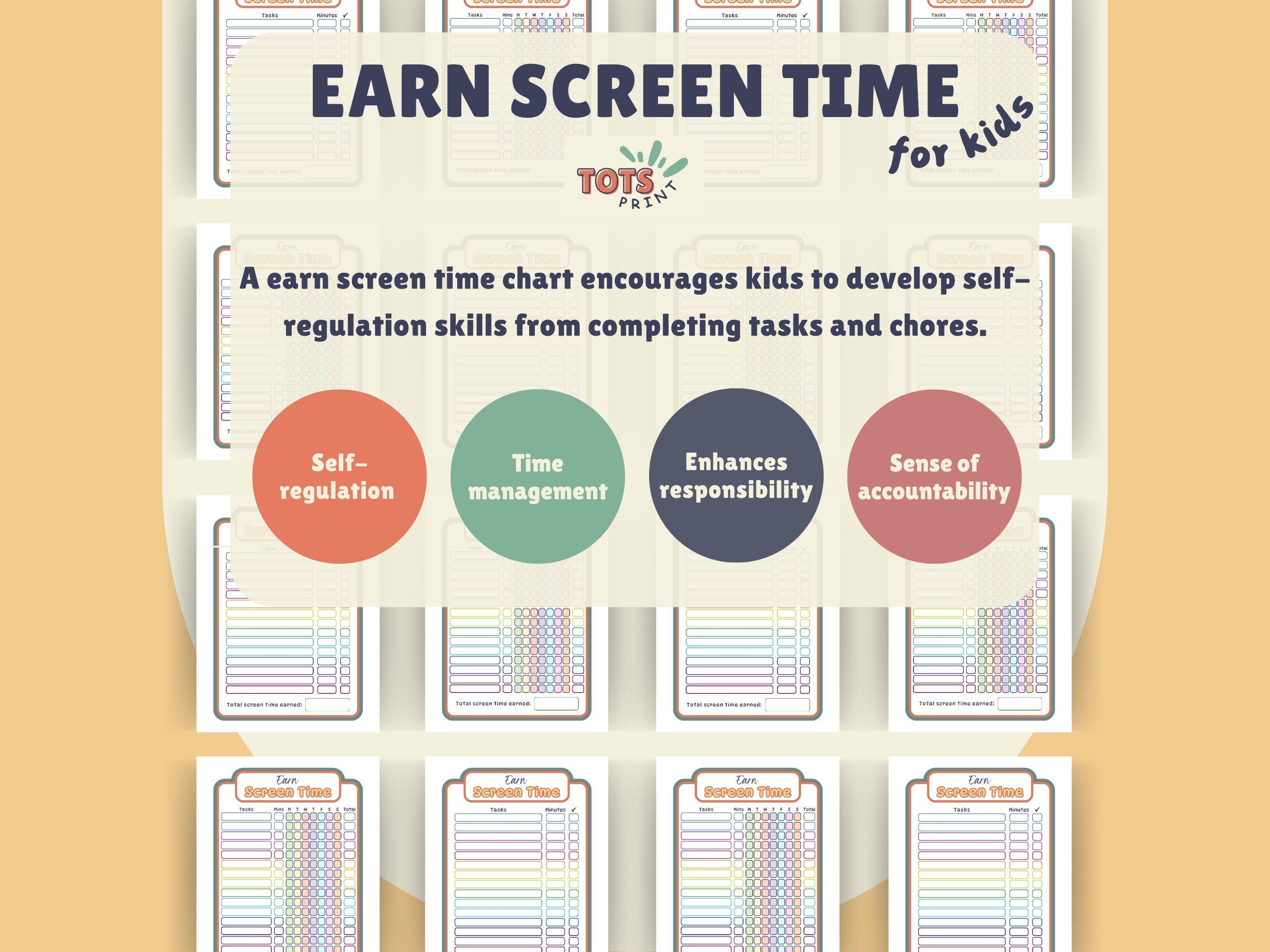 Earn Screen Time Chart | Kids Printable | Limit Screen Time Allowance ...