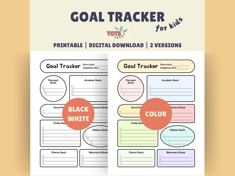 Kids Goal Tracker Printable: Activity Sheet (digital Download) - Etsy