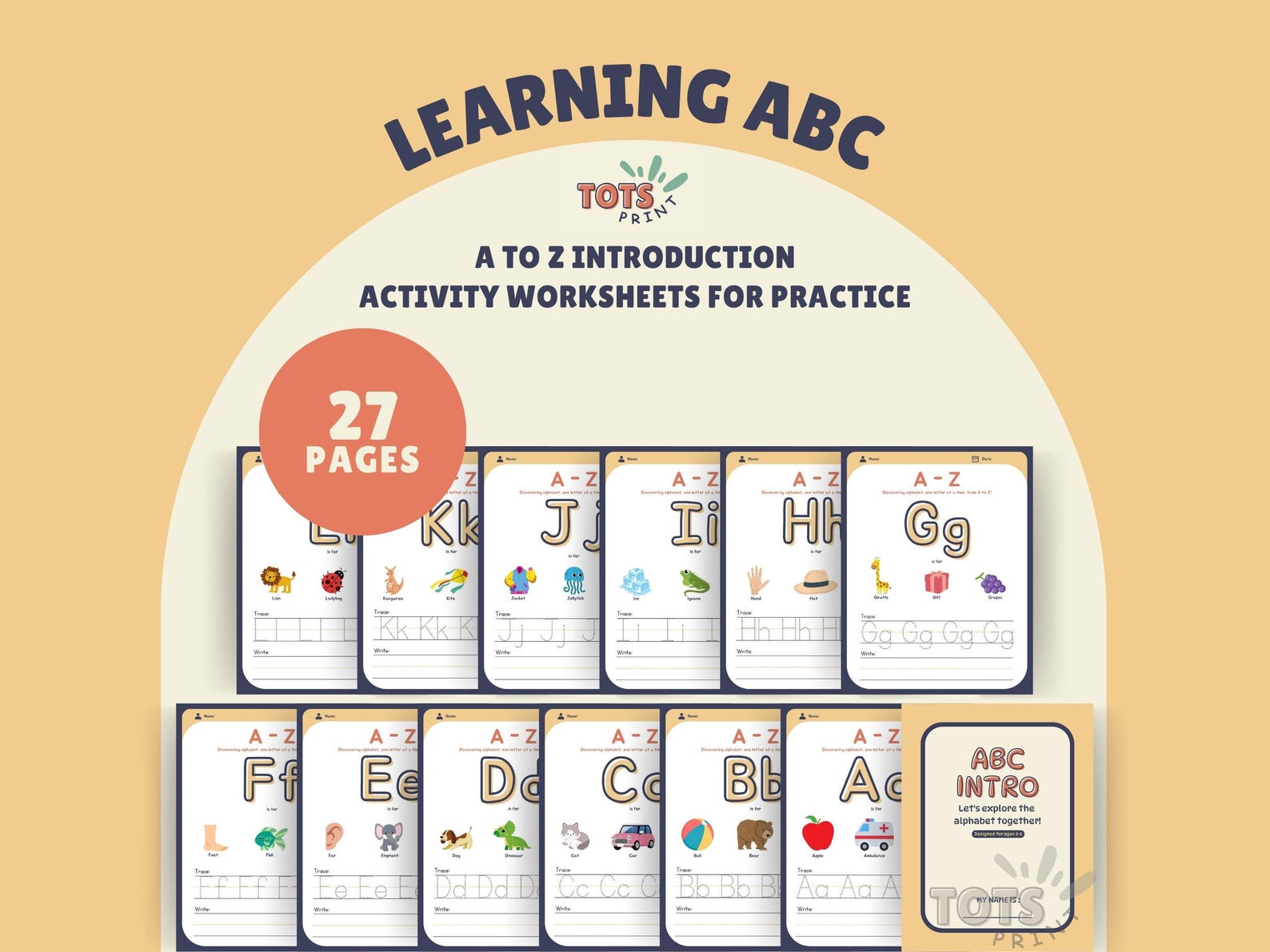 Learning Abcs Kids Printable Alphabet Activity Worksheet ABC Chart ...