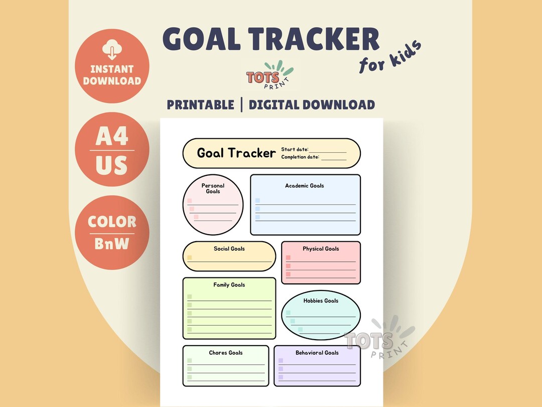 Kids Goal Tracker Printable: Activity Sheet (digital Download) - Etsy
