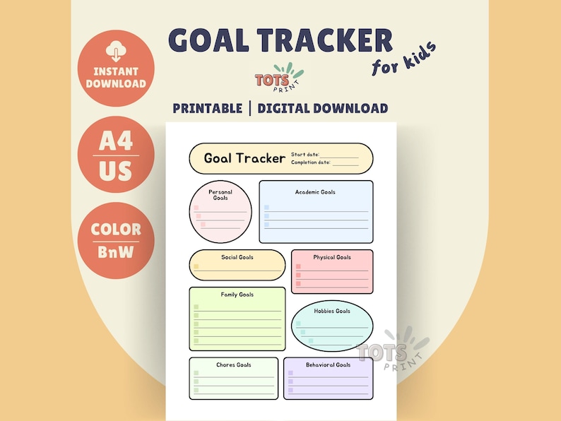 Kids Goal Tracker Printable: Activity Sheet (digital Download) - Etsy