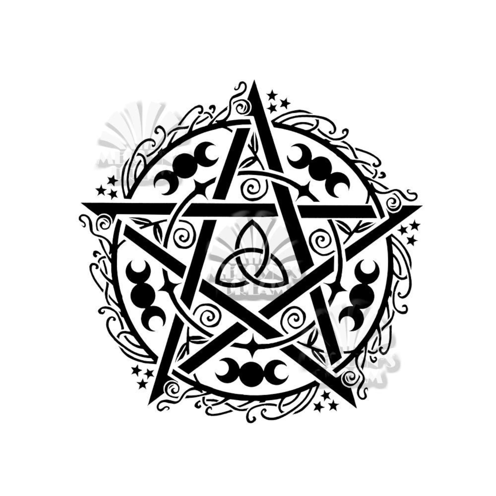 Pentagram SVG Pentacle Stencil Cutting File Download Decorative Pagan ...