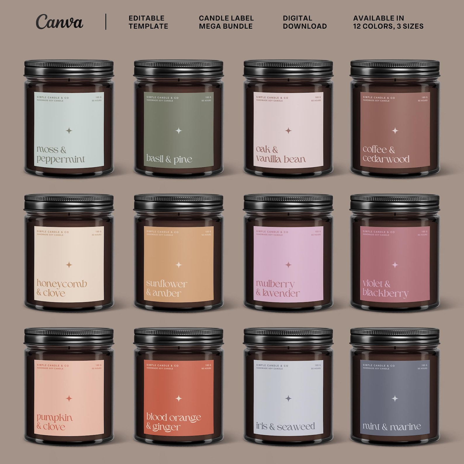CANVA Candle Label Template | Minimal Candle Label Bundle | Candle ...
