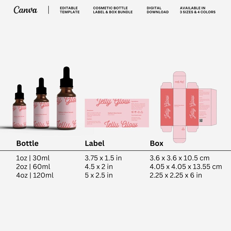 Essential Oil Bottle Label Template, Dropper Bottle Box Template, DIY ...