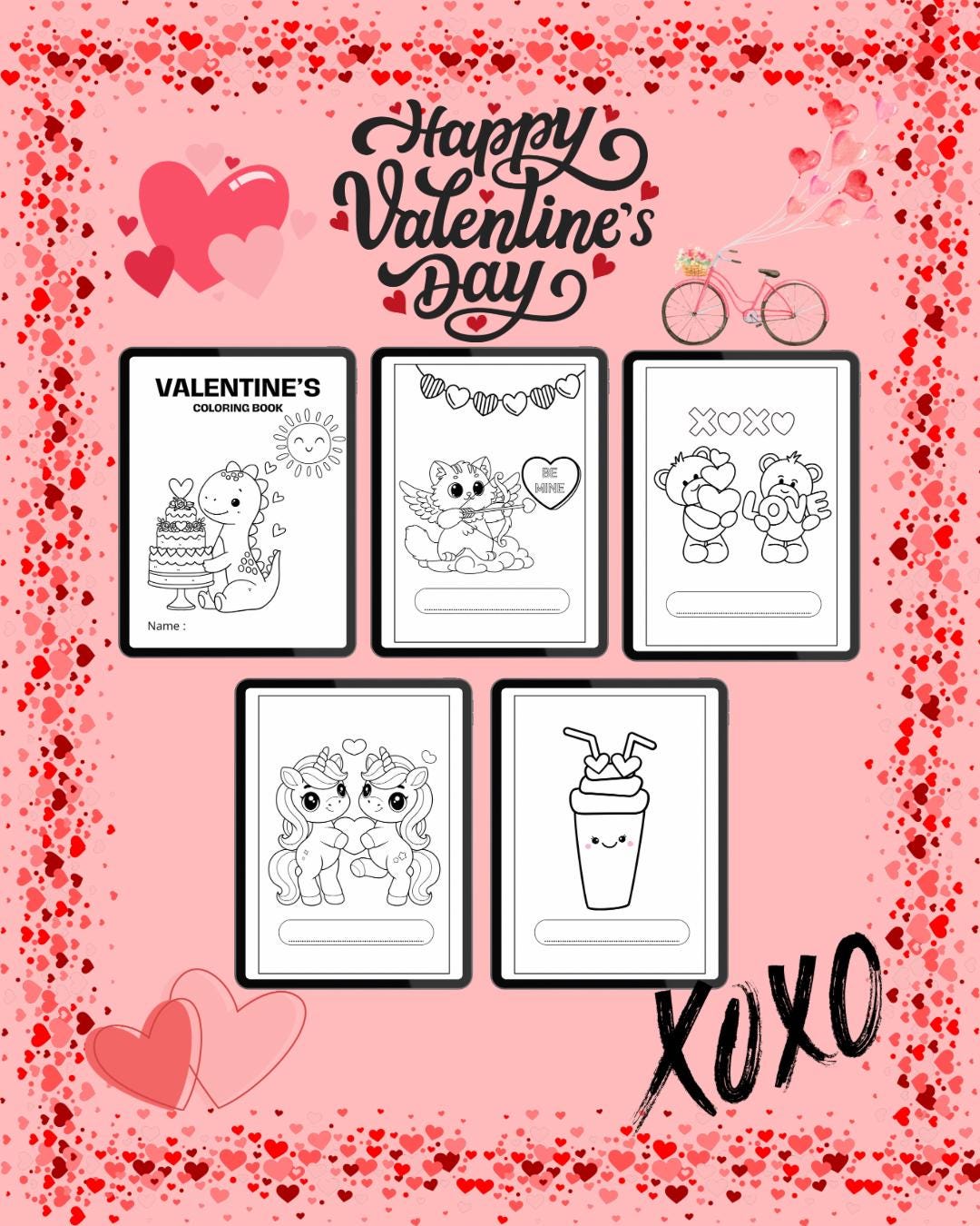 50 Valentine’s Day Coloring Book - Etsy