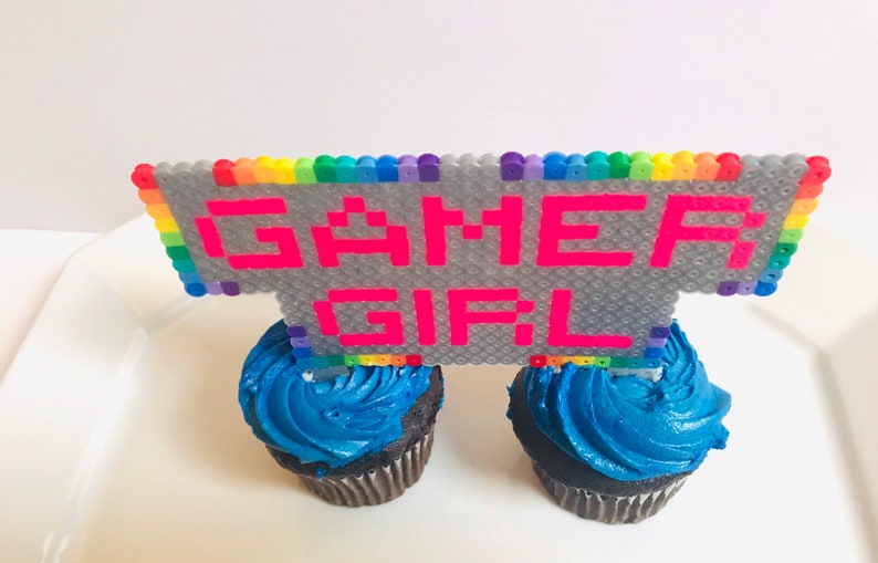 Gamer Girl Happy Birthday Cake Topper cupcake Topper gamer - Etsy