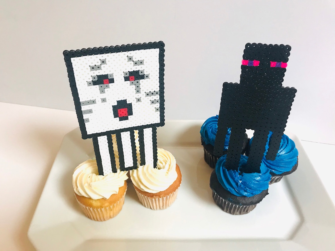 Perler Minecraft Cake Toppers, Ghast & Enderman Figures - Etsy