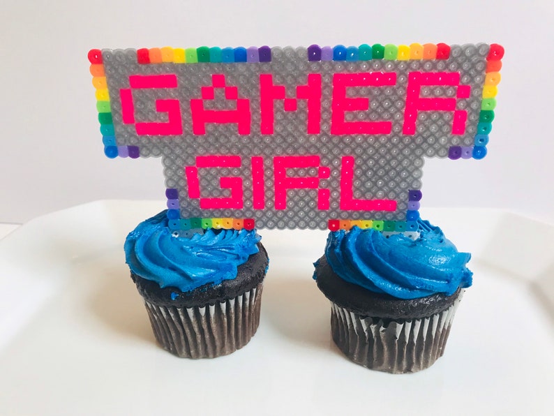 Gamer Girl Happy Birthday Cake Topper cupcake Topper gamer - Etsy