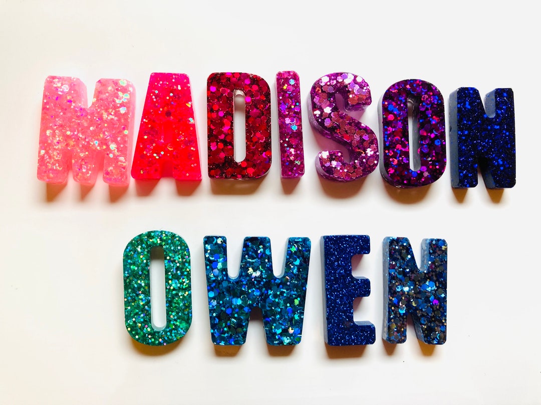 Personalized NAME Resin Letter Magnets -customizable Glitter Letters ...