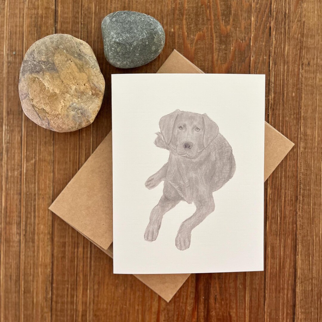 Lab Card- Dog Card, Animal Card, Pencil Art, Black Labrador, Animal ...