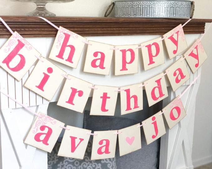HAPPY BIRTHDAY Banner Customized With NAME, Triple Banner, Garland - Etsy