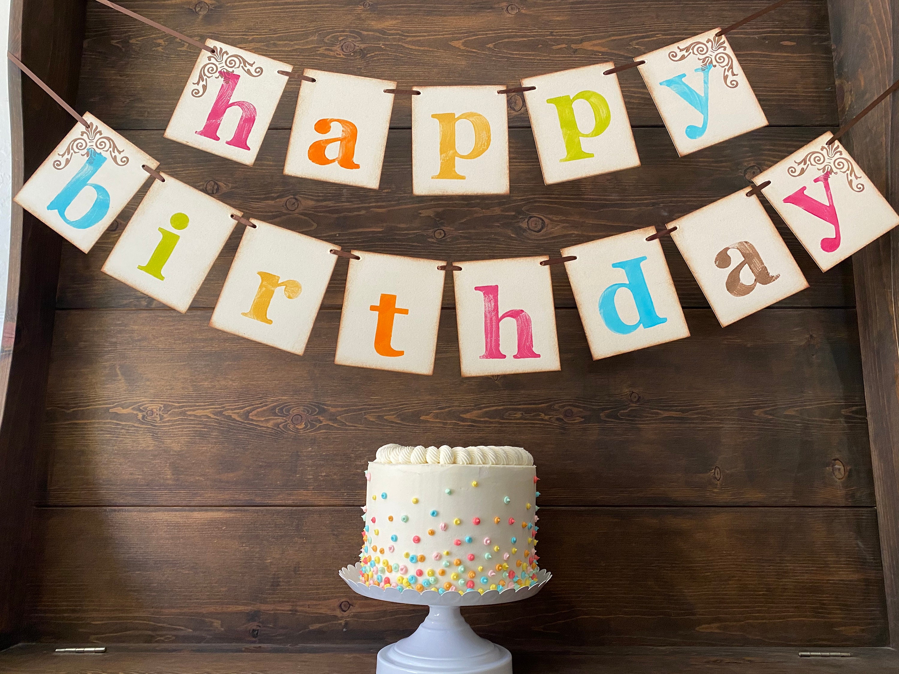 HAPPY BIRTHDAY Banner Summer Colors - Etsy