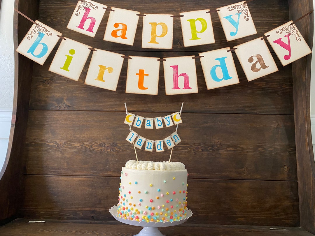 Mini Cake Topper Banner, Custom Name - Etsy