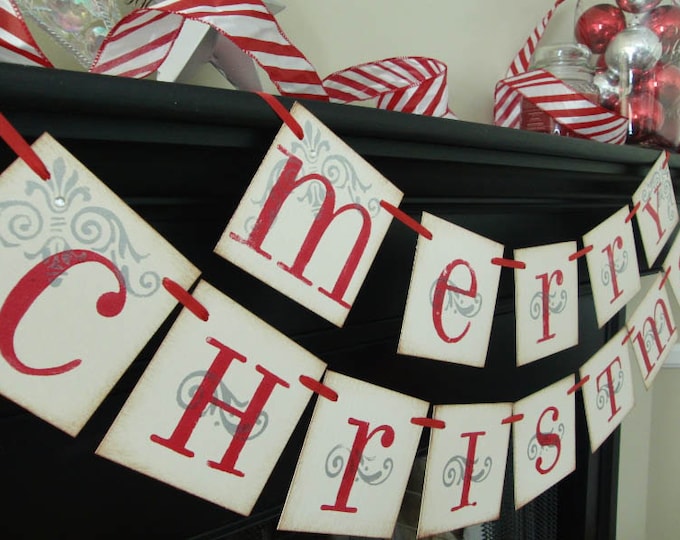Merry Christmas Banner Decoration, Photoprop, Garland - Etsy