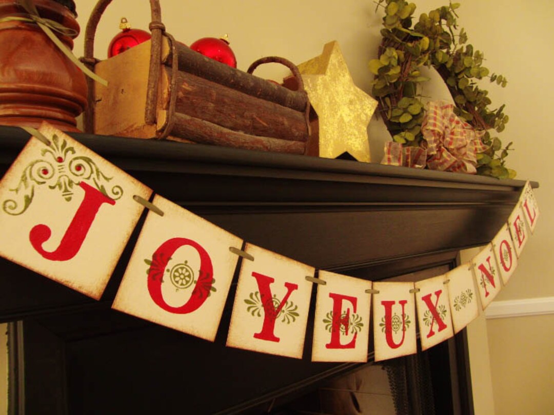 Christmas Decorations JOYEUX NOEL Painted Banner Garland Sign - Etsy