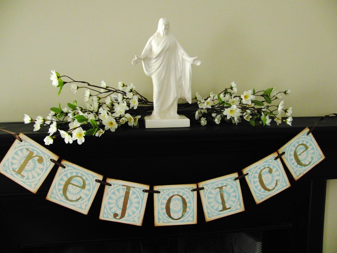 Christian Easter Decoration REJOICE Banner Sign Garland Swag - Etsy