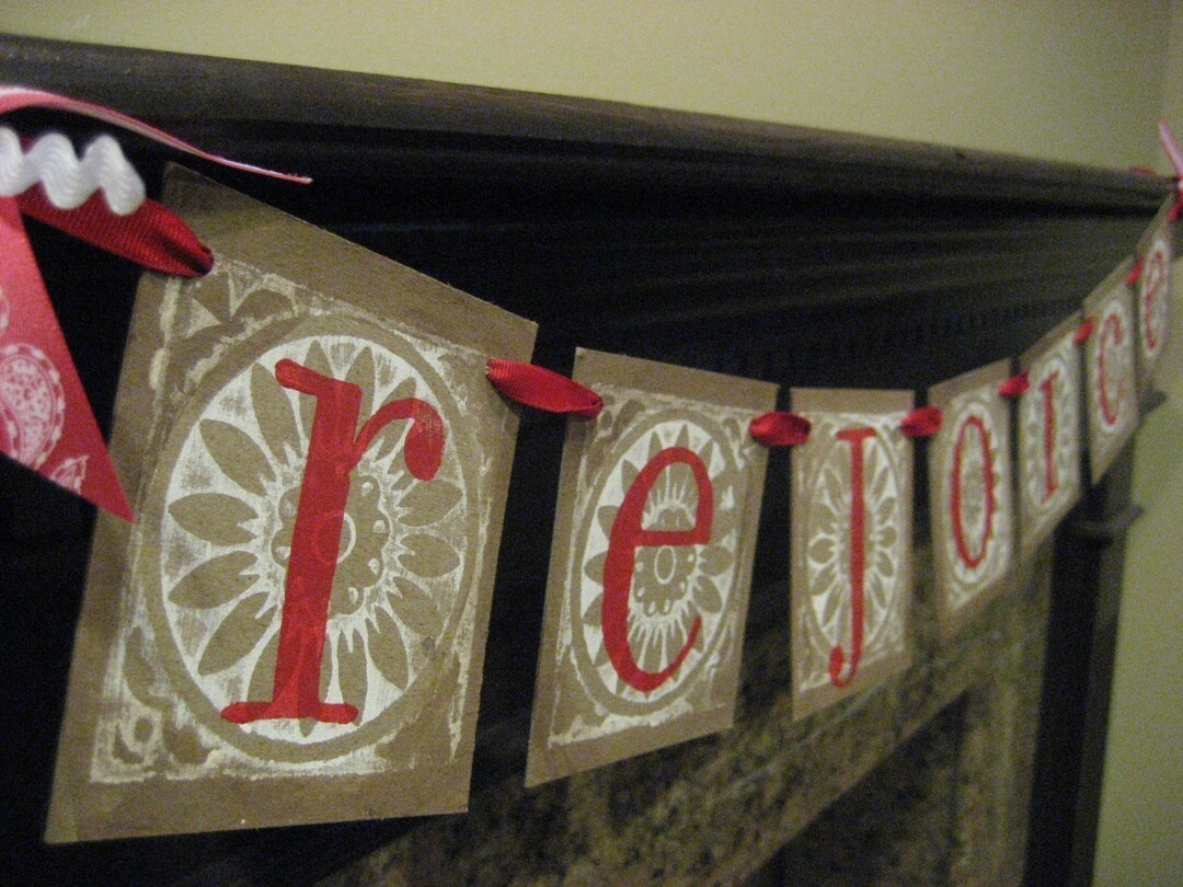 Christmas Decoration REJOICE Holiday Garland Banner Sign - Etsy